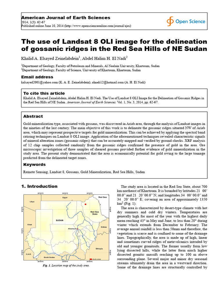 2014 The Use of Landsat 8 OLI Image For The Delineation of Gossanic | PDF | Geology