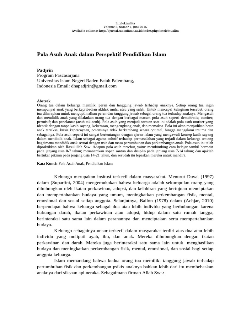 Pola Asuh Anak dalam Pendidikan Islam | PDF