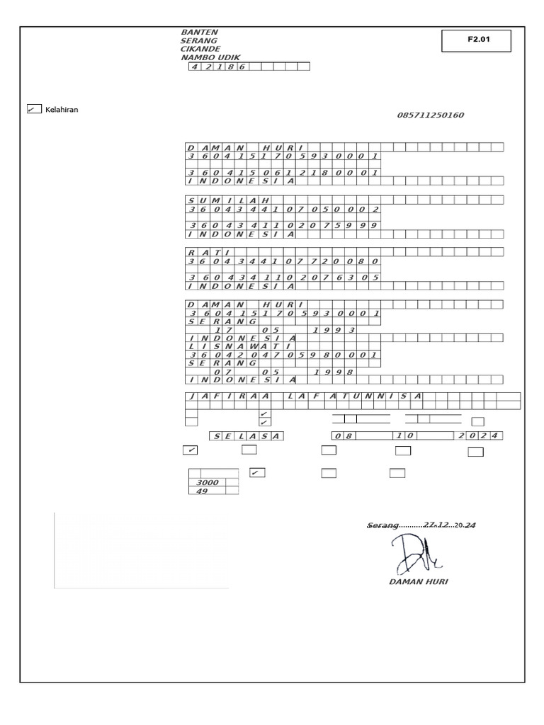 Panduan Pengisian Formulir F201 Kelahiran | PDF