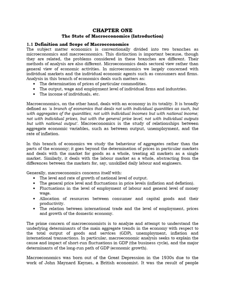 Macro - Chapter 1, The State of Macroeconomics | PDF | Macroeconomics | Economics