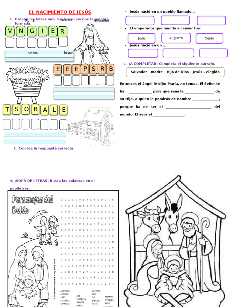 Fichas El Nacimiento de Jesús | PDF