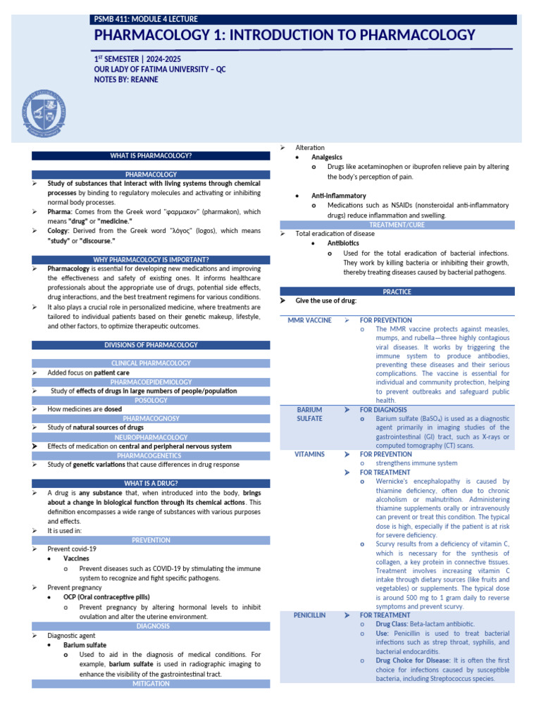 Introduction to Pharmacology Basics | PDF | Drug Metabolism | Vitamin