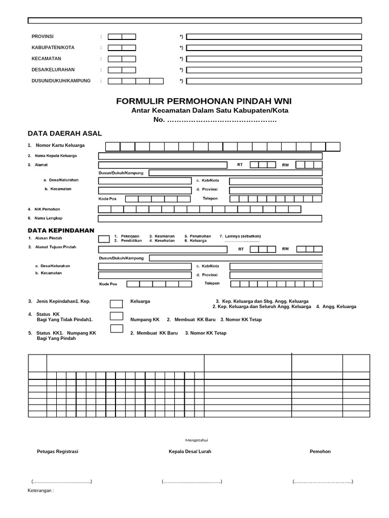 Formulir Pindah Antar Kabupaten 1 | PDF