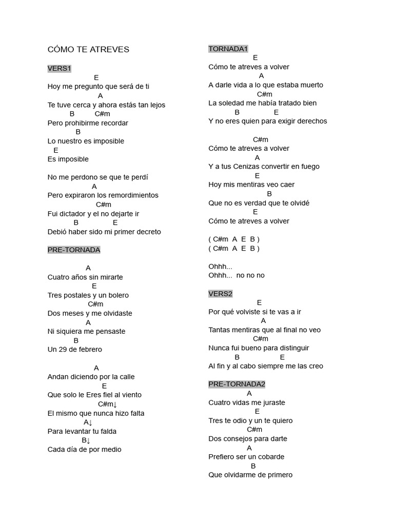 Como Te Atreves | PDF