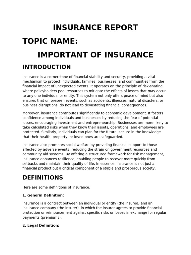 Insurance Report | PDF | Insurance | Life Insurance