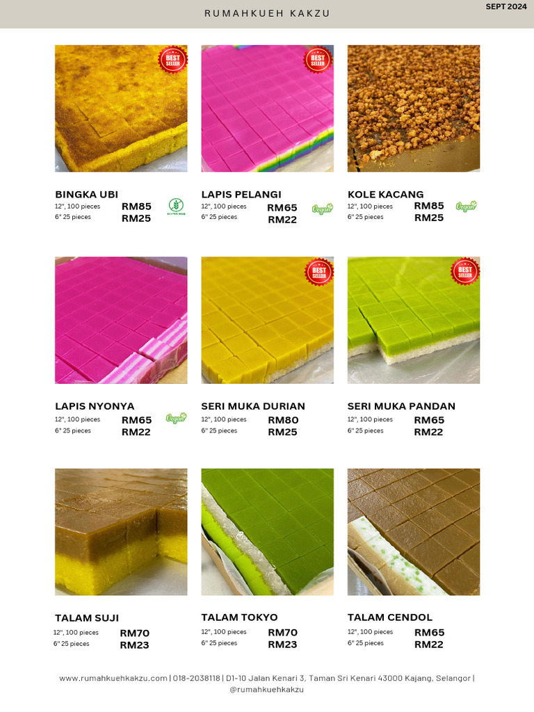 Rumah Kueh Kakzu Menu & Pricing | PDF | Foods | Cuisine