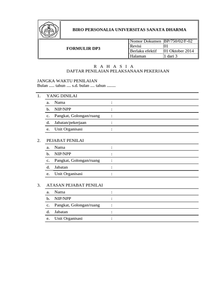 BP-750-02-F-02 Formulir DP3 | PDF