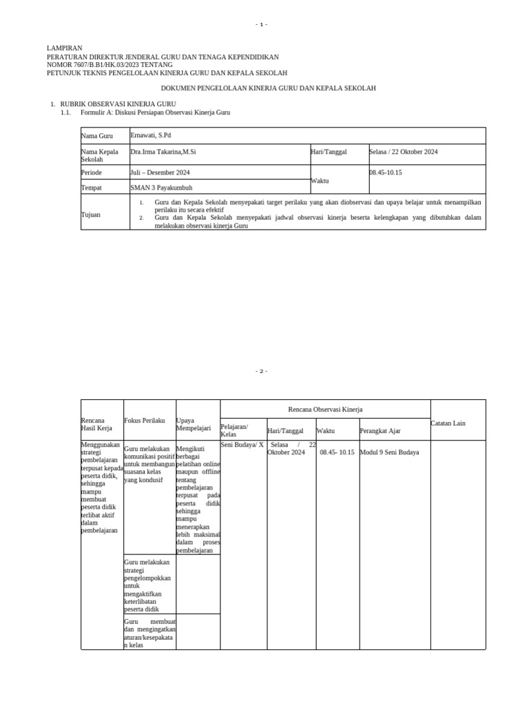 rubrik observasi buk erna | PDF