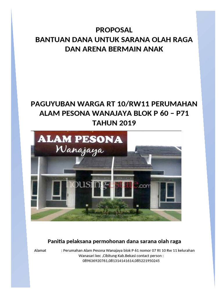 Proposal Sumbangan Dana Sarana Olah Raga | PDF