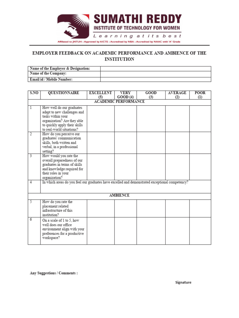Employer Feedback Form | PDF