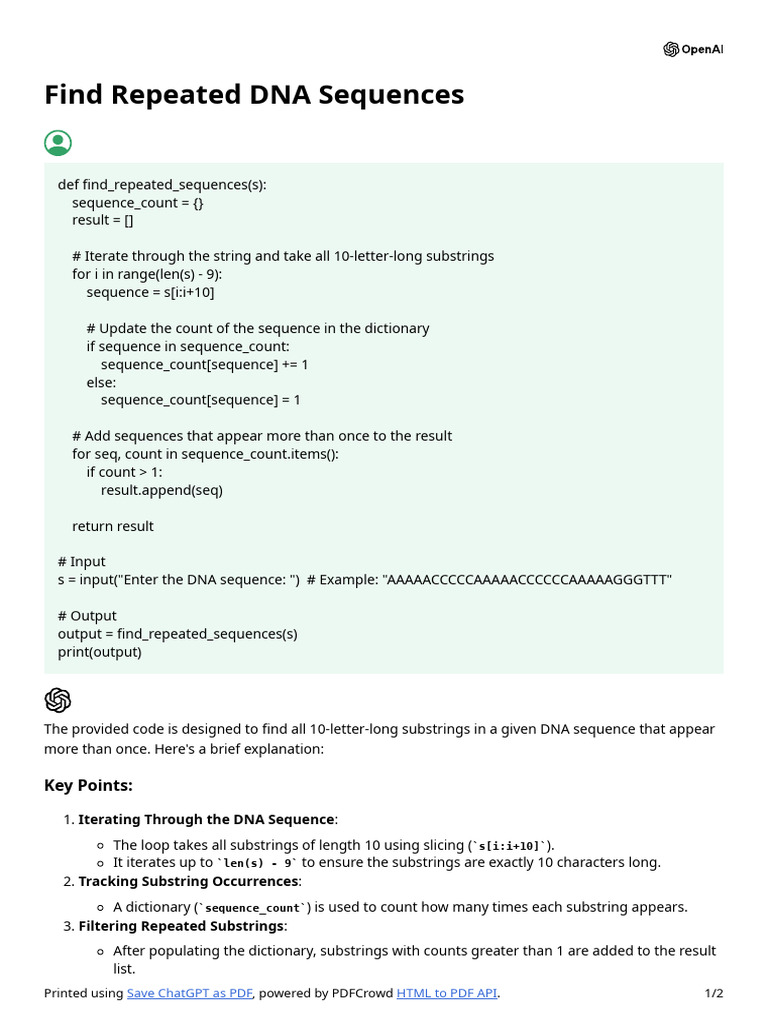 Find Repeated DNA Sequences | PDF