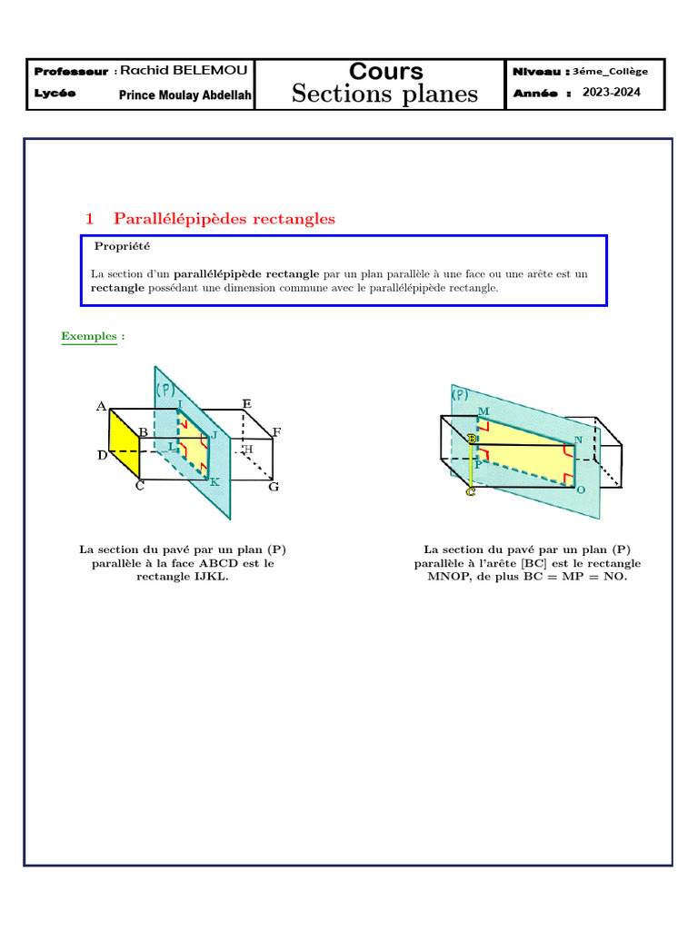 Sections planes des solides géométriques | PDF | Cercle | Géométrie