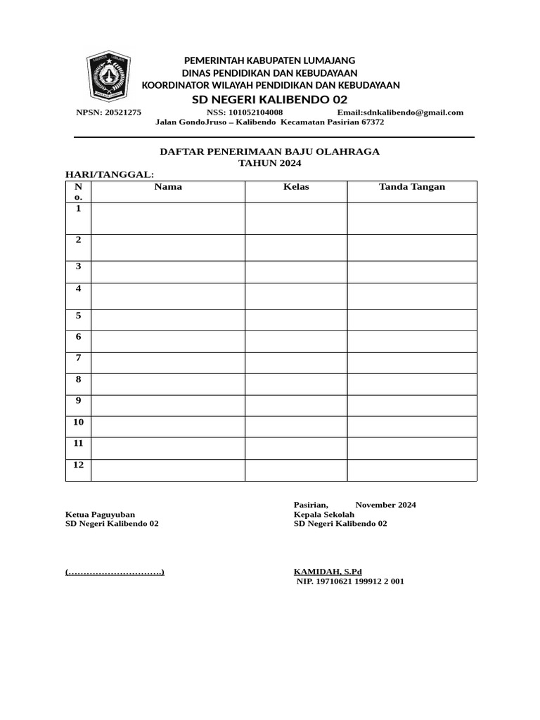 Daftar Penerima Olga | PDF