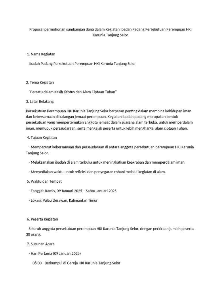 Proposal Ibadah Padang | PDF