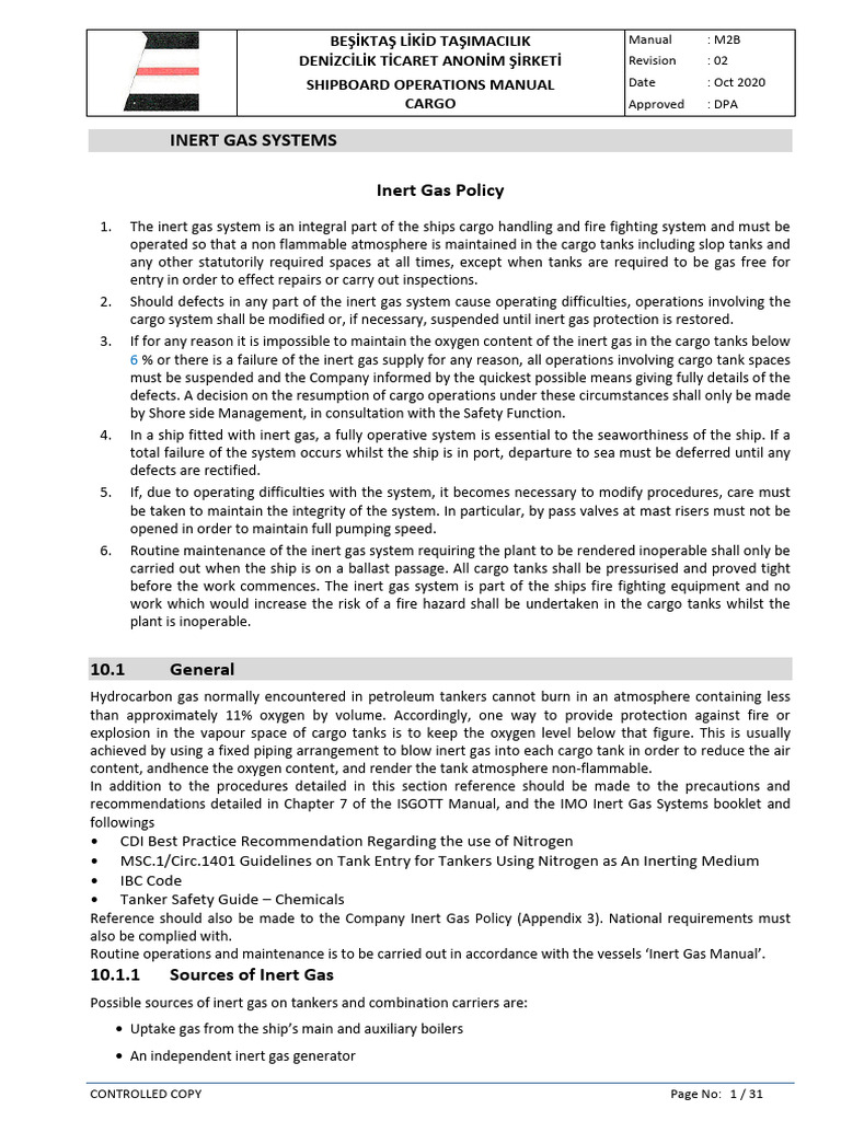 Inert Gas Systems | PDF | Oil Tanker | Atmosphere Of Earth