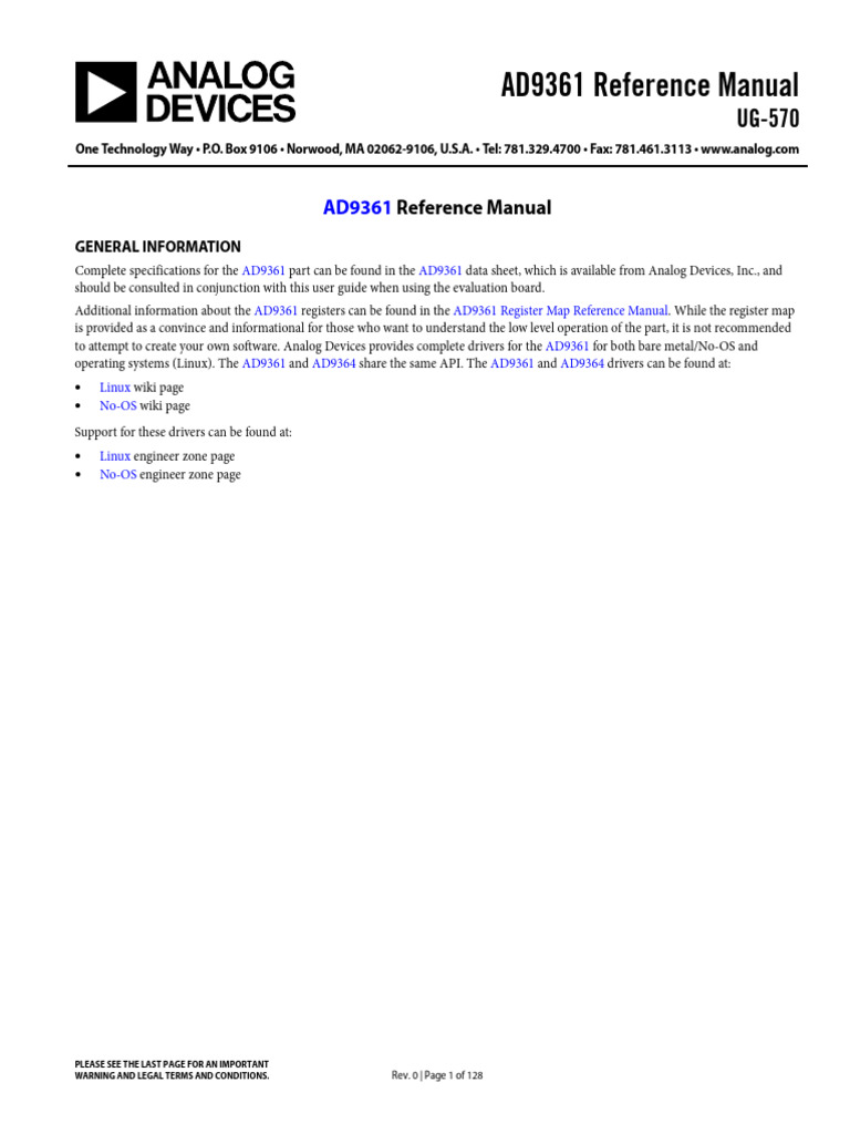 AD9361 Reference Manual UG-570 | PDF | Detector (Radio) | Electronics