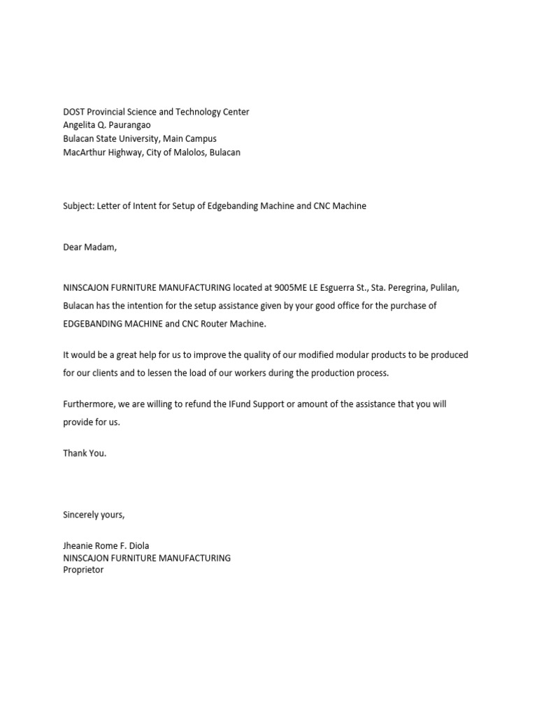 Letter of Intent. | PDF