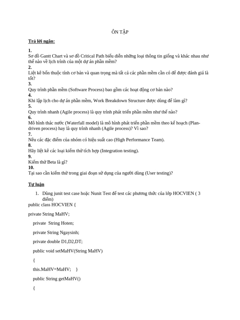 ÔN TẬP CS434 | PDF