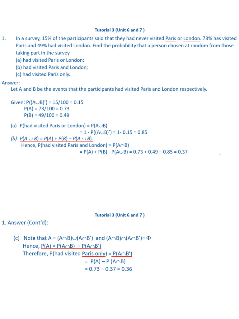 Tutorial 3 - Qs and Answers | PDF | Variance | Mean