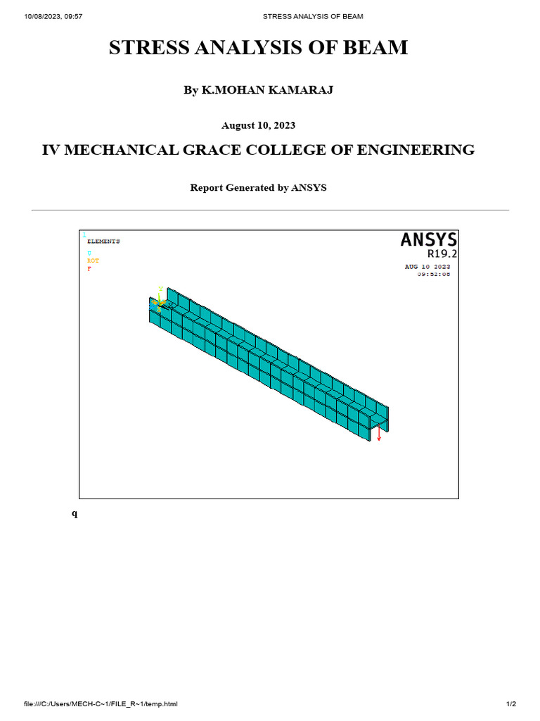 Stress Analysis of Beam | PDF
