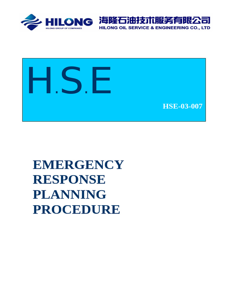 HSE-03-007 Emergency Response Planning Procedure | PDF | Risk | Emergency