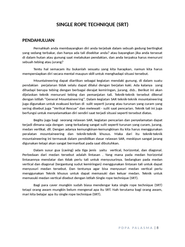 Single Rope Technique (SRT) | PDF