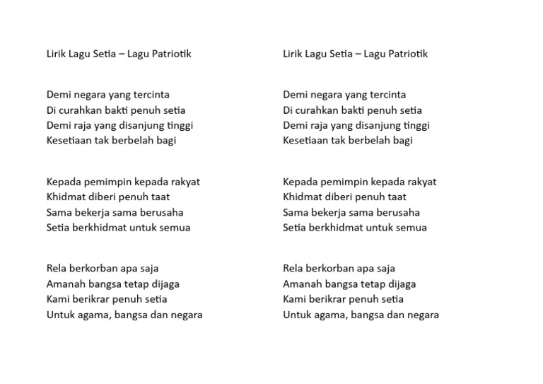 Lirik Lagu Setia | PDF