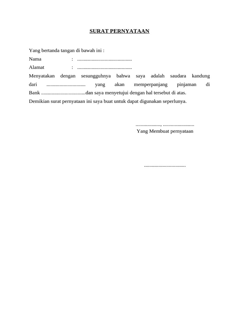 Contoh Surat Pernyataan | PDF