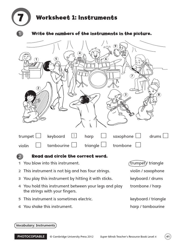 Musical Instruments Worksheet | PDF | Musical Instruments | String ...