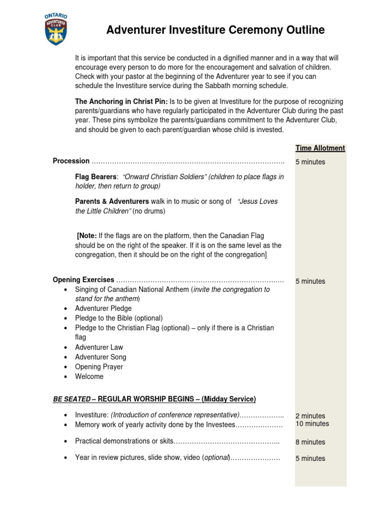 Adventurer Ceremony Guide | PDF