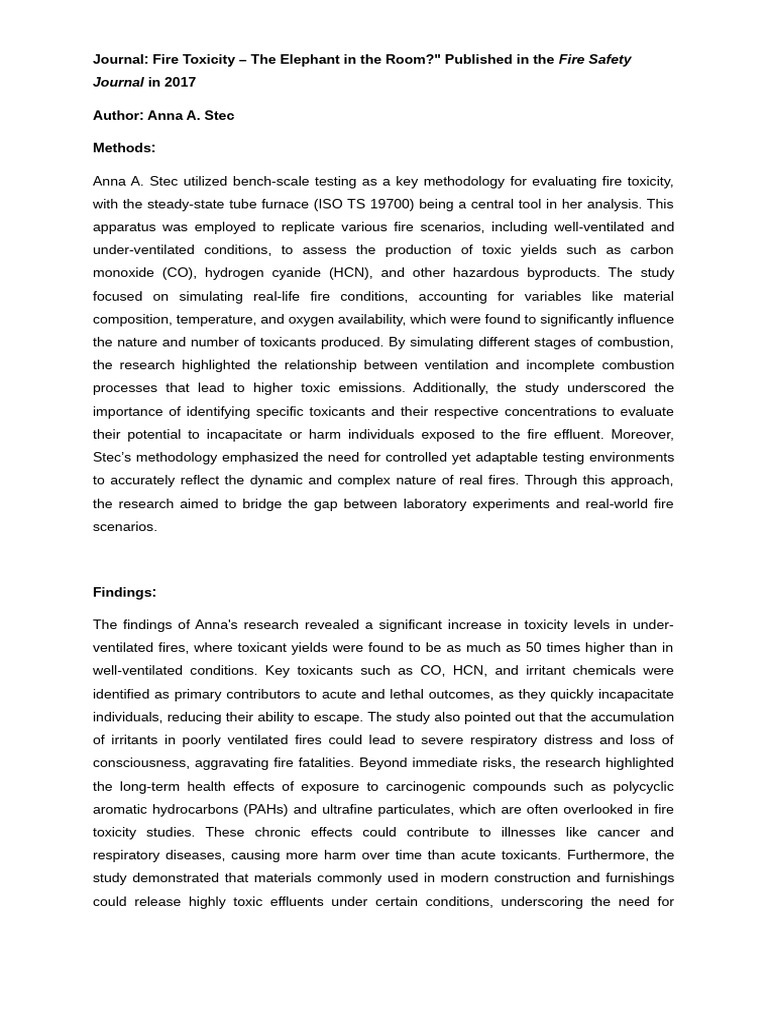 522 Toxicity of Fire Effluent ( Amy) | PDF | Fires | Toxicity