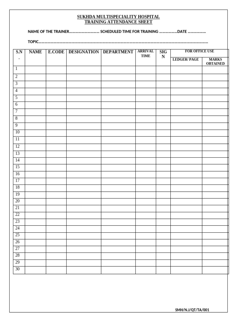 Training Attendance Sheet | PDF