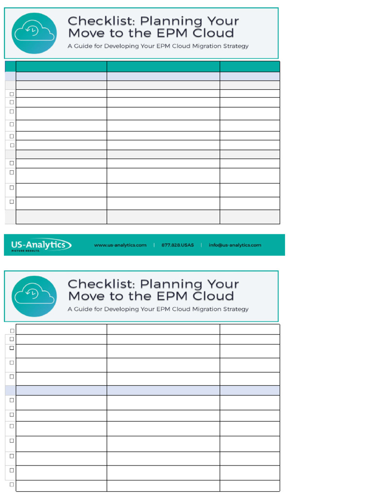 Checklist - Planning Your Move To The Cloud - Final | PDF | Cloud Computing | Performance Indicator