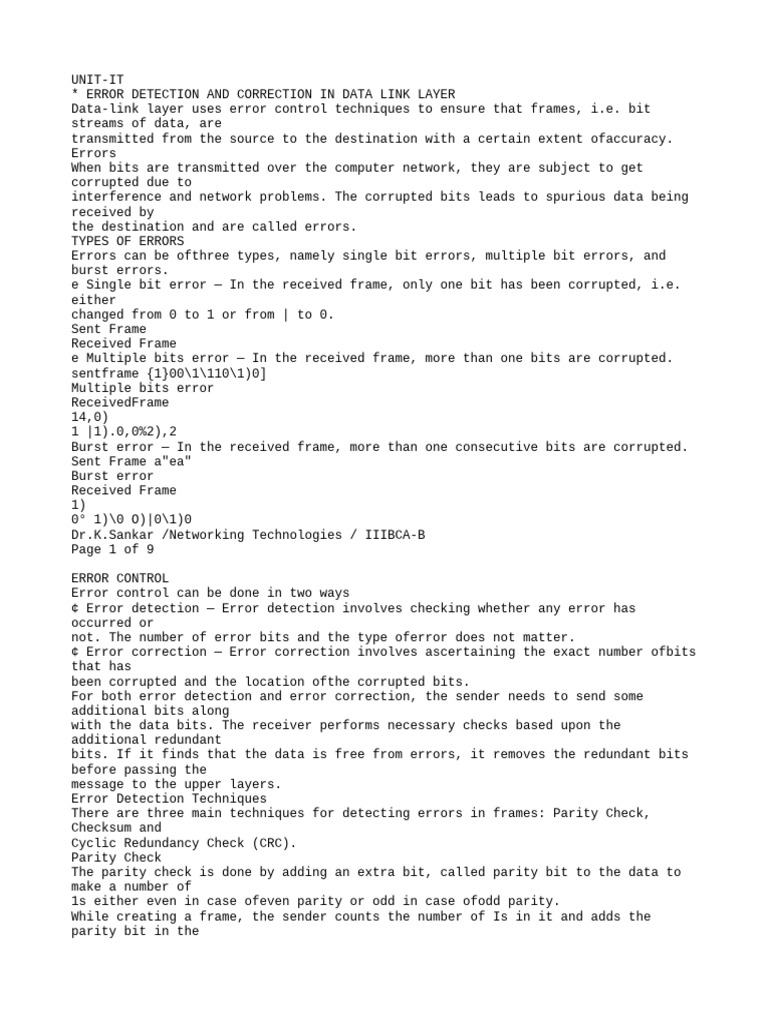 NT Unit - II(6) | PDF | Error Detection And Correction | Transmission Control Protocol