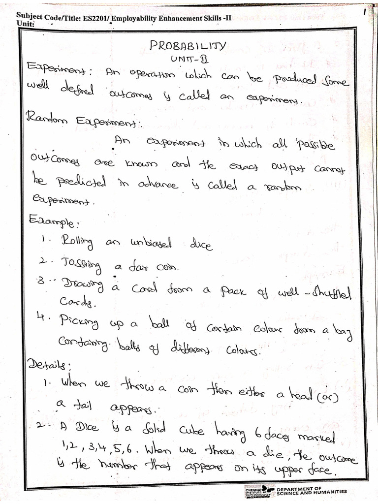 Unit 2 Probability | PDF