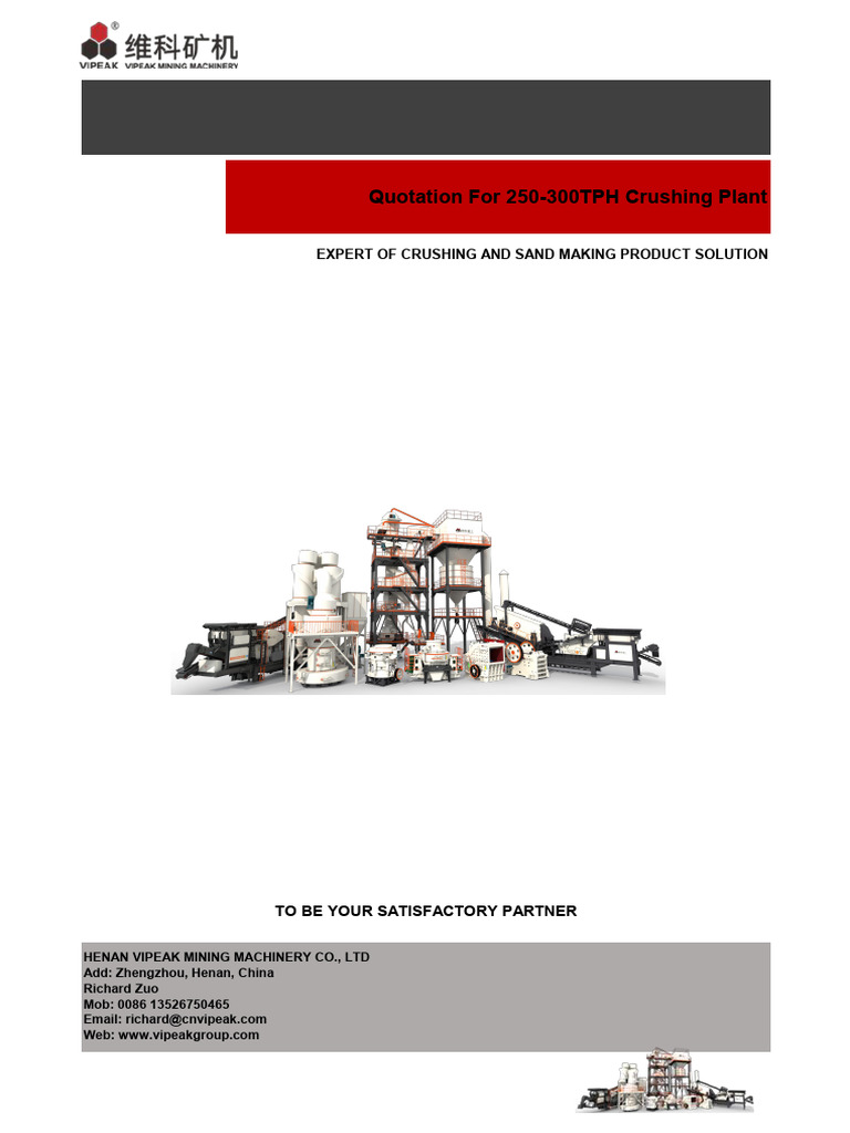 Quotation For 250-300TPH Crushing Plant-20240920 | PDF | Economies | Secondary Sector Of The Economy