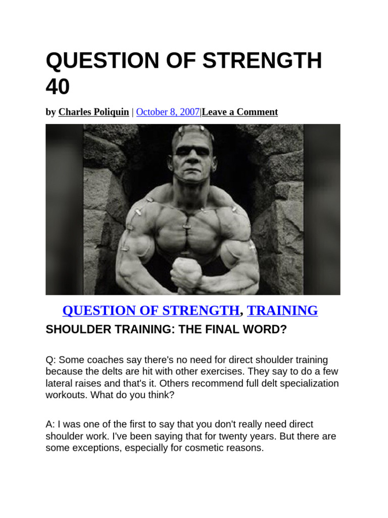 Question of Strength 40 | PDF | Strength Training
