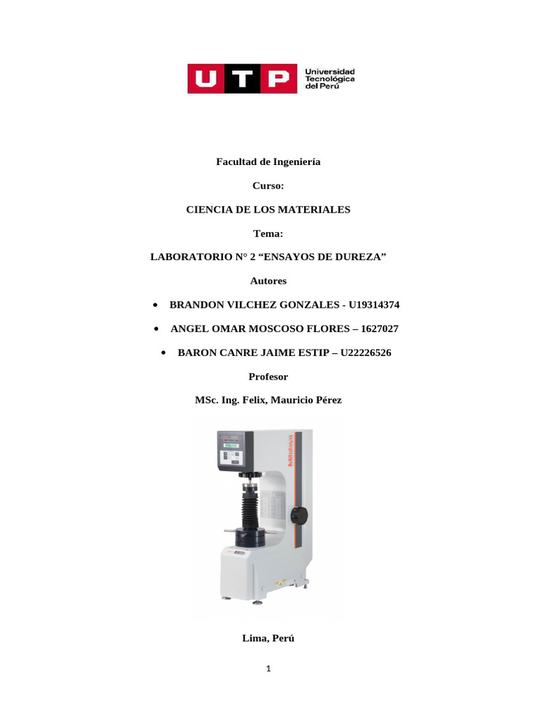 Laboratorio 2 | PDF | Acero | Dureza