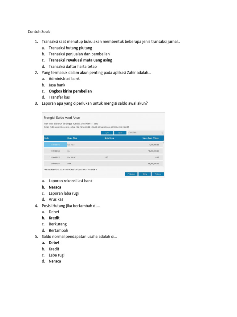 Soal Sertifikasi Aplikasi Zahir | PDF