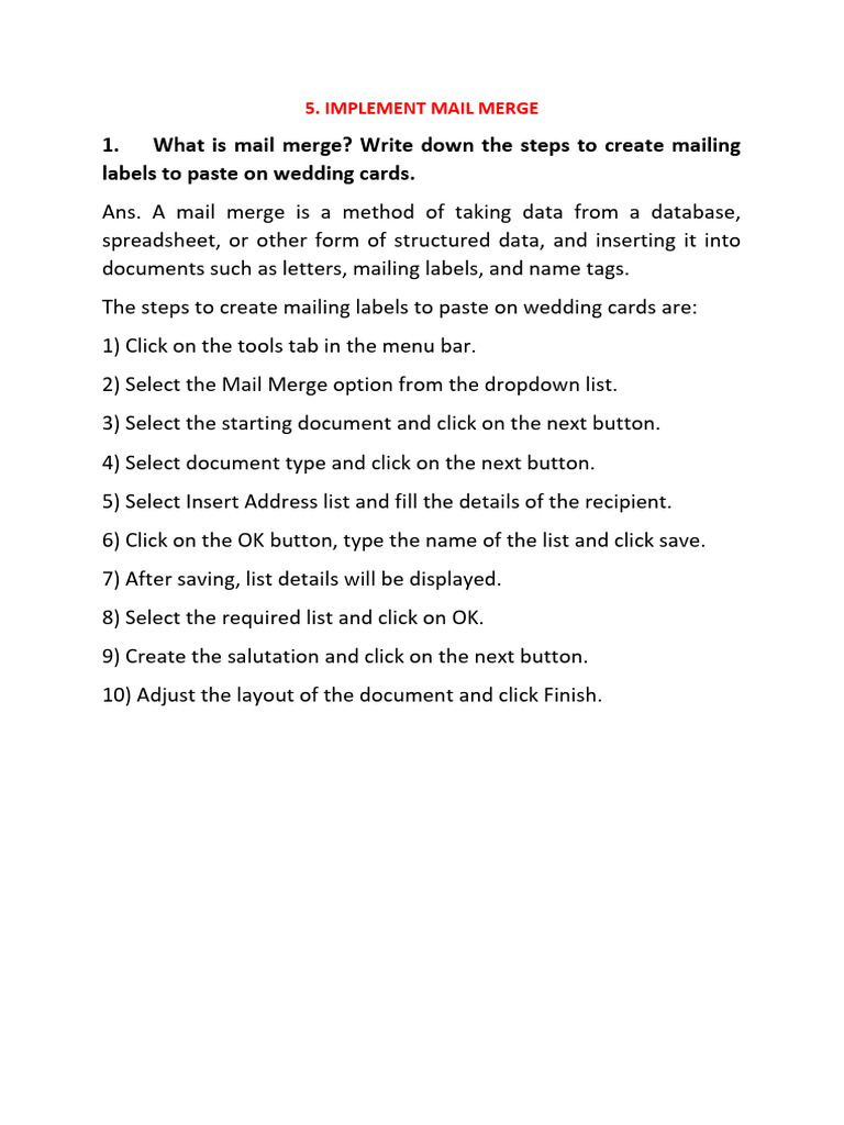 Implement Mail Merge | PDF