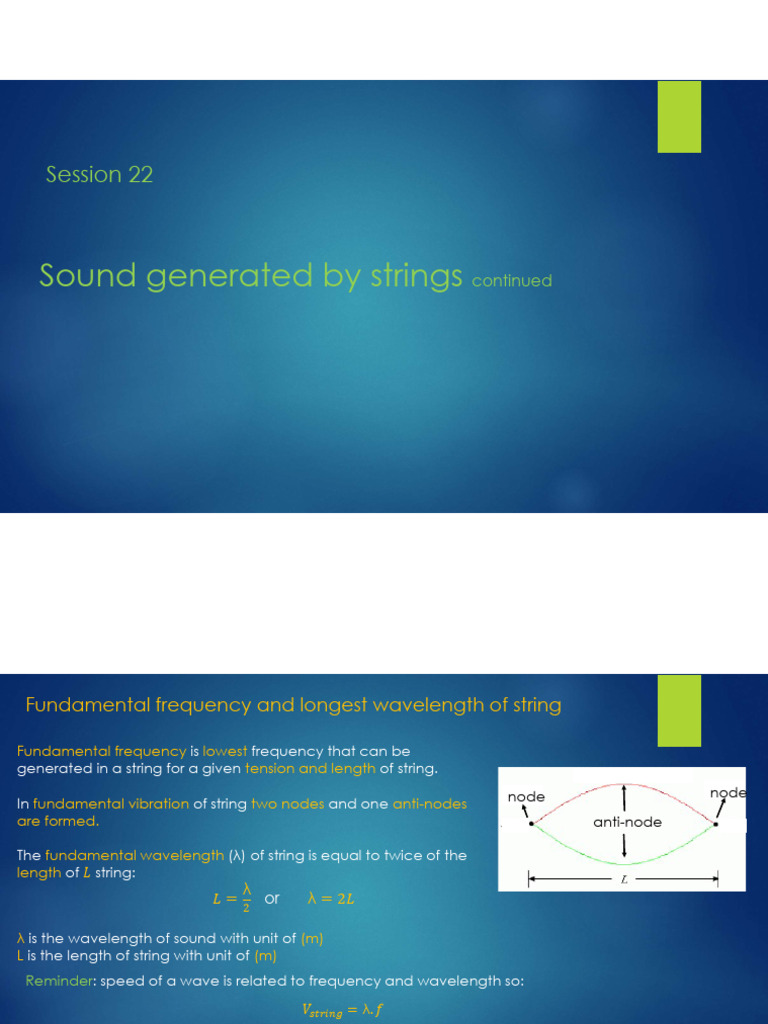 Session 22, Vibrations of String | PDF | Frequency | Wavelength