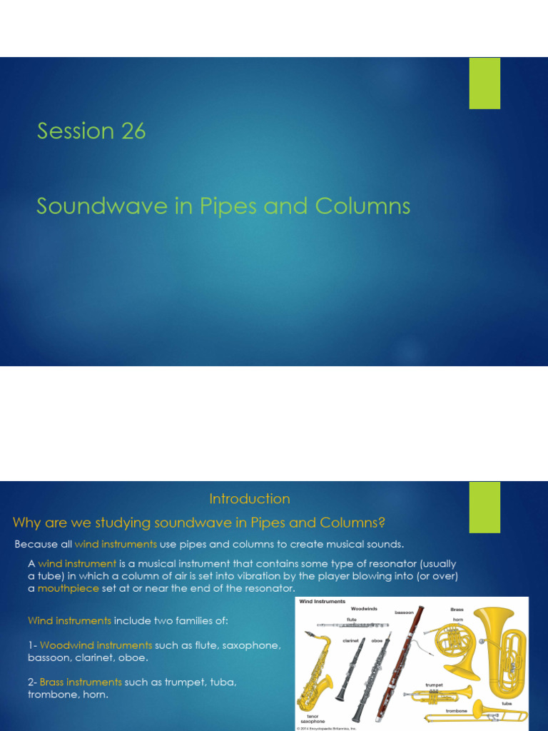 Session 26, Soundwave in Pipes and Columns | PDF | Harmonic | Musical ...