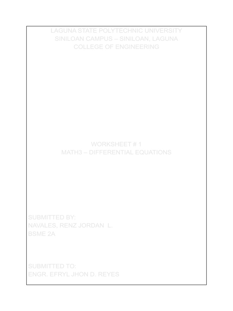 Front Page D.E Worksheet | PDF