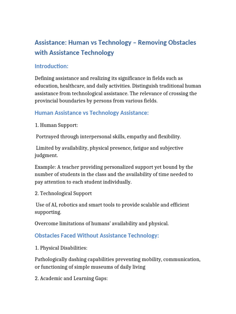 Assistance Human Vs Technology | PDF | Learning | Artificial Intelligence