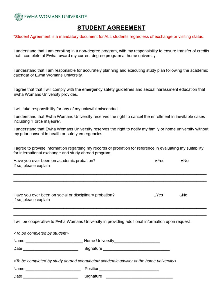 Student Agreement | PDF