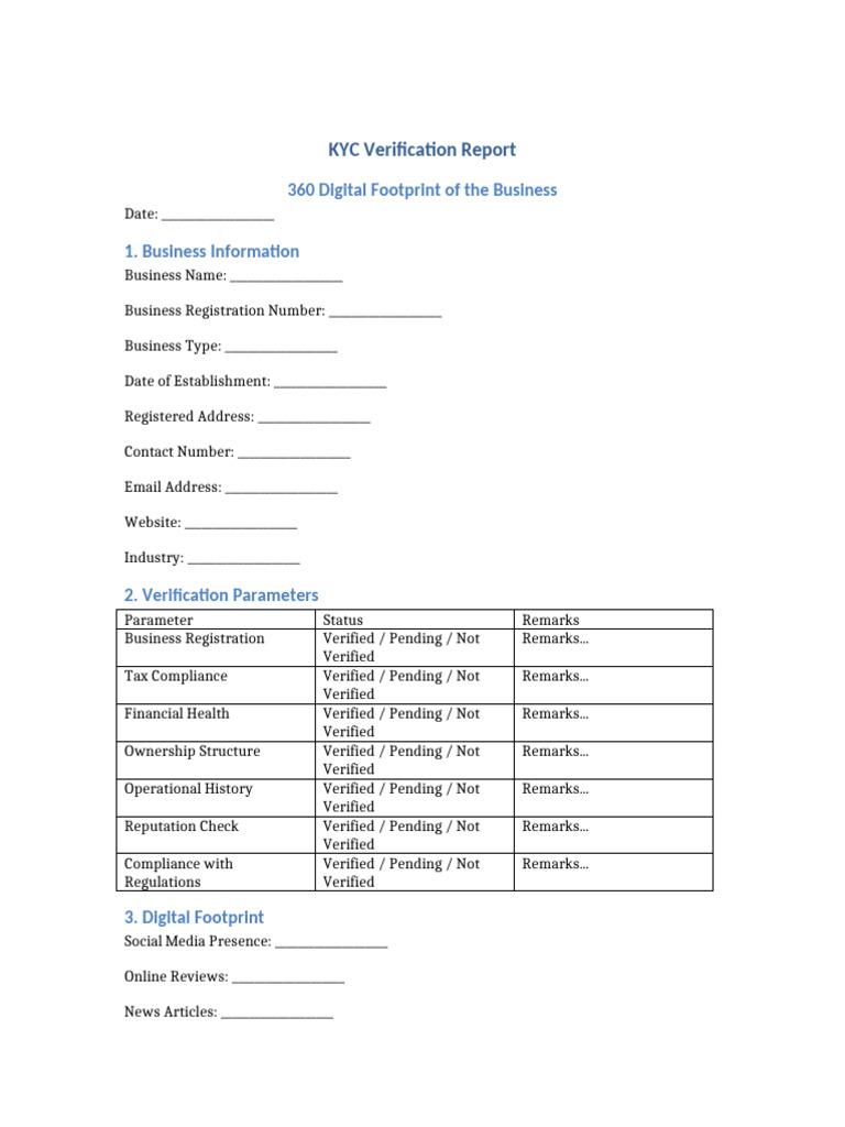 Business KYC - Verification - Report - Sample | PDF