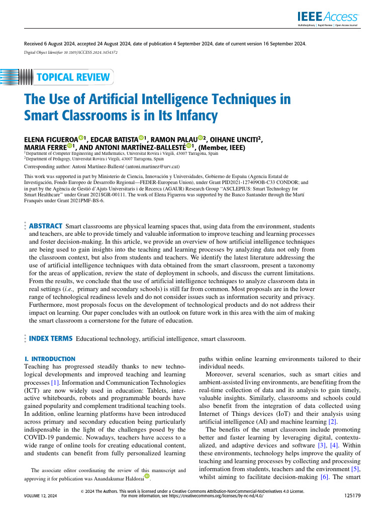 Ai In Smart Classrooms Current Status Pdf Artificial Neural