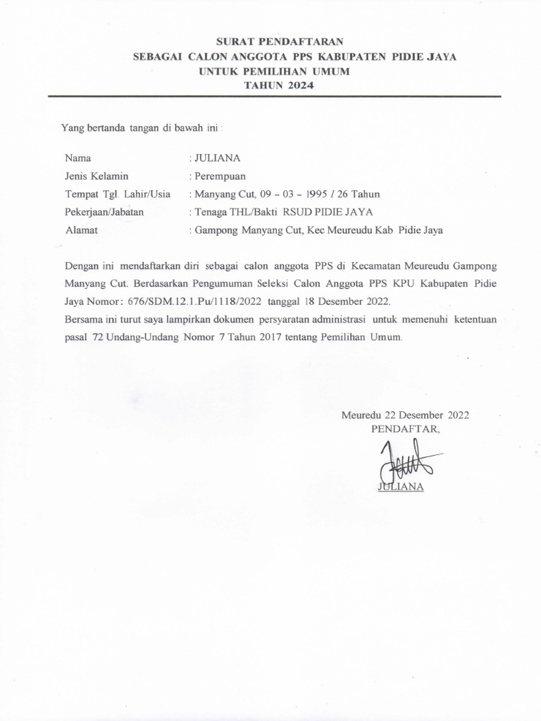 Surat Pendaftaran | PDF