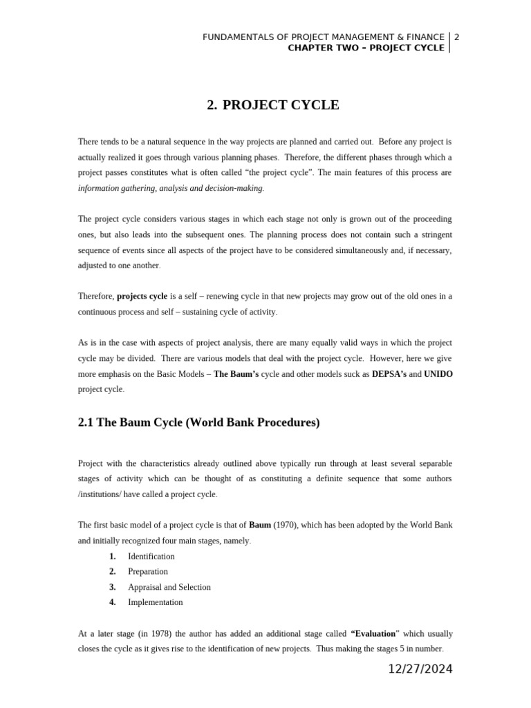 PROJECT CYCLE-CH02 | PDF | Feasibility Study | Project Management