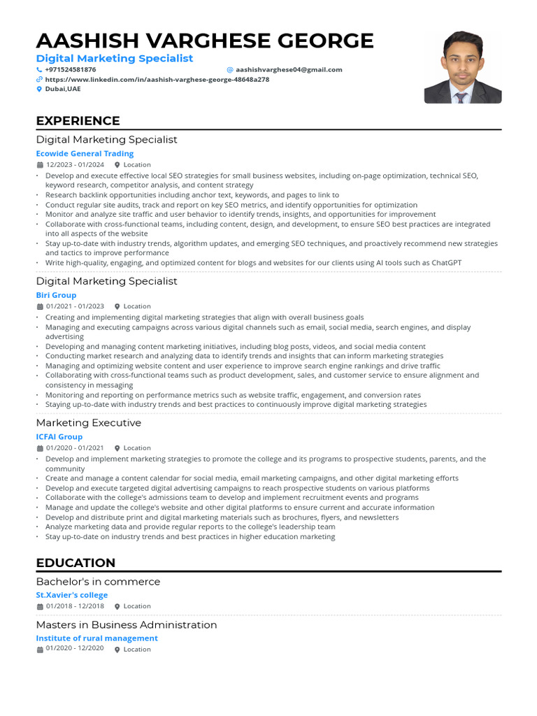 Aashish Varghese George Resume | PDF | Search Engine Optimization | Digital Marketing